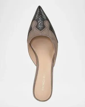 Veronica Beard 95mm Lisa Mixed Leather Western Mules