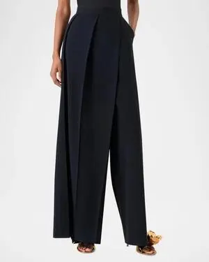 Akris Fossil Pleated Apron Pants