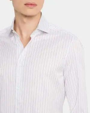 Brunello Cucinelli Apos;s Cotton Multi-stripe Button-down Shirt - White