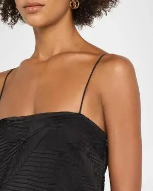 Ulla Johnson Landscape Textured Satin Maxi Dress - Noir