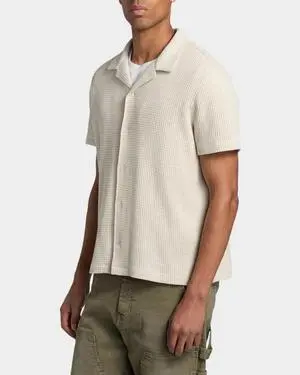 Vince Apos;s Macro Waffle Knit Short-sleeve Shirt - Blanco