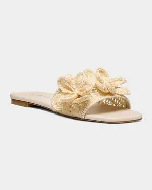 STUART WEITZMAN Lotus Crochet Flat Slide Sandals
