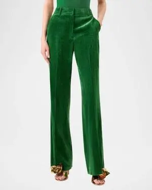 Akris Florine Corduroy Wide-leg Trousers - Amazon Green