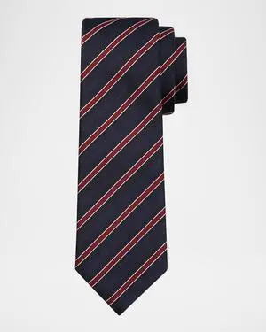 Emporio Armani Apos;s Multi-stripe Silk Tie - Fancy Blue