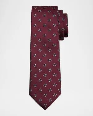 Emporio Armani Apos;s Geometric Box Jacquard Silk Tie - Fancy Red