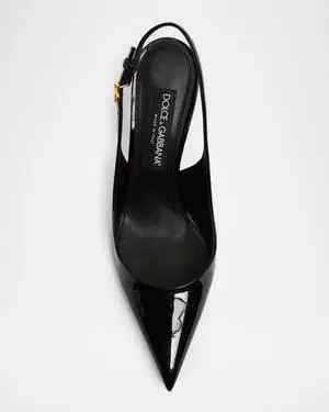 Dolce & Gabbana 75mm Dg Vernice Patent Leather Slingback Pumps Nero
