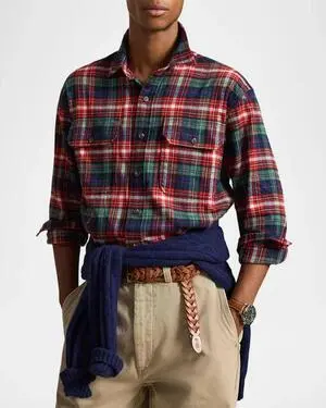 Polo Ralph Lauren Apos;s Classic-fit Plaid Flannel Workshirt - Navy/red