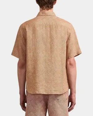 Frescobol Carioca Apos;s Castro Angra Madeira-print Linen Button-front Shirt - Copper
