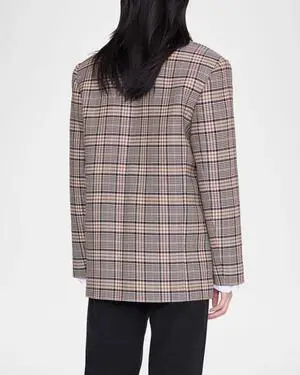 ANINE BING Quinn Check Single-breasted Blazer