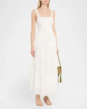 Ulla Johnson Constance Sleeveless Cotton Eyelet Maxi Dress - Pristine