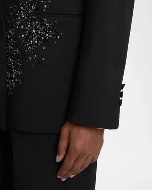 Balmain Apos;s Crystal-embellished Two-button Wool Blazer - Multi-noir