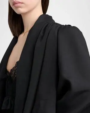 Chloé Open-front Pleated Crop Blazer