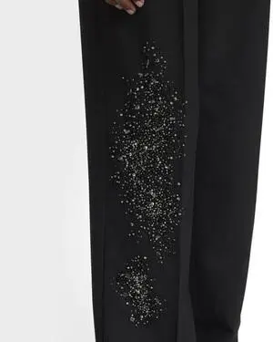 Balmain Apos;s Crystal-embellished Wool Straight Leg Pleated Pants - Noir