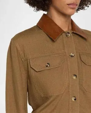 Simkhai Derby Cropped Linen Jacket - Tan