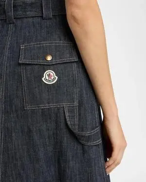 Moncler Belted Denim Utility Skirt