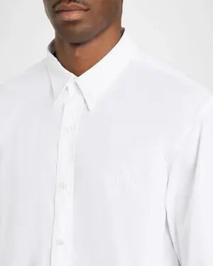 Balmain Apos;s Cotton Poplin Embroidered-logo Sport Shirt - Blanc