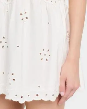 Retrofete Beranice Embroidered Halter Mini Dress - Ivory