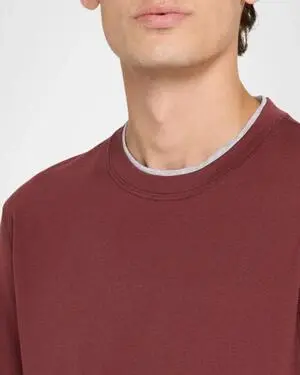 Brunello Cucinelli Apos;s Cotton Crewneck Tipped T-shirt - Cgl17 Lava