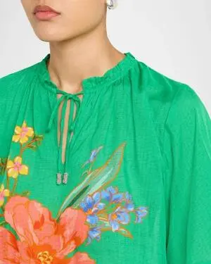 Johnny Was Breezy Floral-print Blouse - Celiora