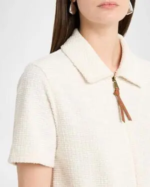 Moncler Bouclé Short-sleeve Mini Dress - White
