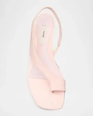 TOTEME Leather Kitten-heel Thong Sandals - Flamingo