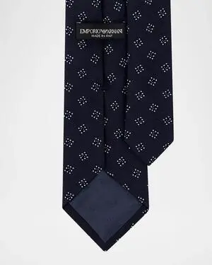 Emporio Armani Apos;s Geometric Box Jacquard Silk Tie - Fancy Blue