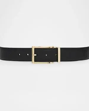 FERRAGAMO Apos;s Reversible Hammered Leather Rectangle-buckle Belt - Neroco