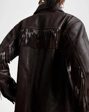 Polo Ralph Lauren Fringed Leather Button-front Jacket