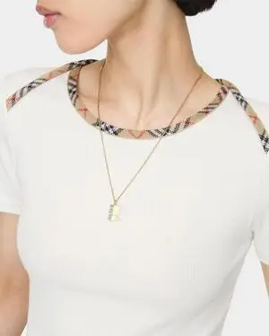 Burberry Stephanie Check-trim Cotton Rib T-shirt - Chalk