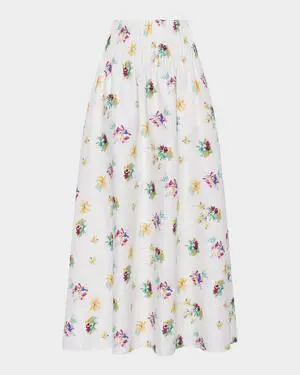 Gabriela Hearst Penelope Floral-print Linen Midi Skirt