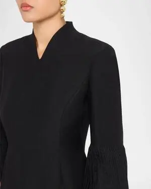 Valentino Garavani Embellished High-collar Midi Dress