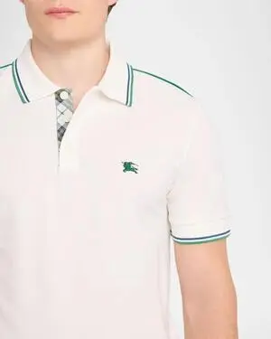 Burberry Apos;s Evan Ekd Check-placket Tennis Polo Shirt - Chalk