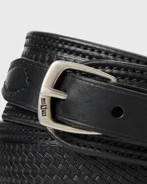 Ralph Lauren Purple Label Apos;s Topstitched Western Leather Belt - Black
