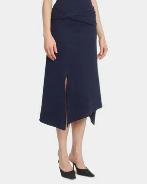 Victoria Beckham Twisted Cotton Plisse Midi Handkerchief Skirt