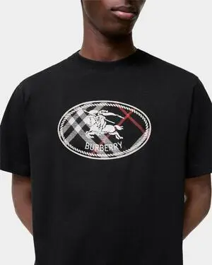 Burberry Apos;s Ryan Ekd Check Cotton T-shirt - Black
