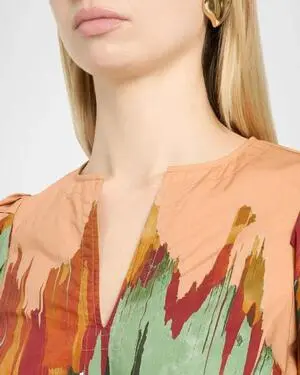 Ulla Johnson Florielle Floral Cotton Top - Agate