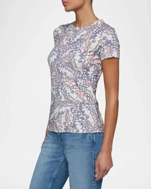 L & APOS;AGENCE Ressi Fitted Butterfly-print T-shirt - Multi Butt