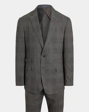 Ralph Lauren Purple Label Apos;s Kent Hand-tailored Glen Plaid Wool Suit - Brown
