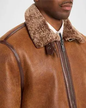 Brunello Cucinelli Apos;s B3 Pilot Shearling Aviator Jacket - Light Brown