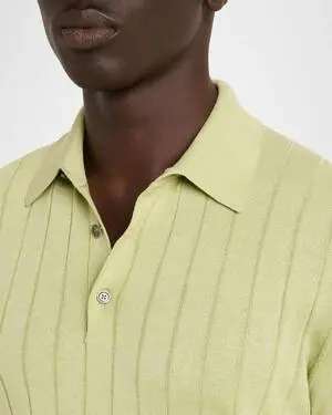 Kiton Apos;s Wide Rib Sea Island Cotton Polo Sweater - Sage