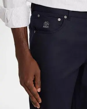 Brunello Cucinelli Apos;s Flannel Tapered Leg Five-pocket Pants - C334 Ocean