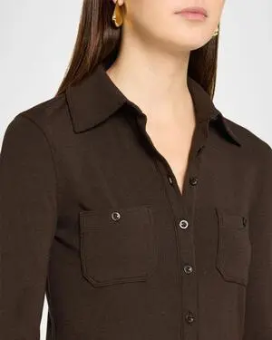 FRAME The Pocket Rib-knit Polo Shirt
