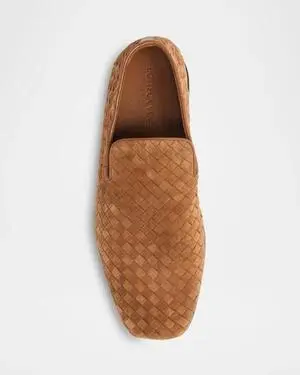 Bottega Veneta Apos;s Palazzo Intrecciato Suede Loafers - Tan