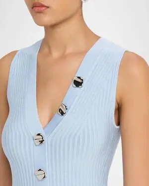 Adam Lippes Eliza Sleeveless Button-front Rib Midi Dress