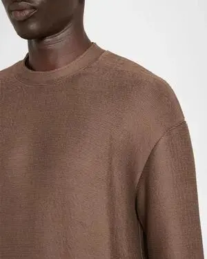 Emporio Armani Apos;s Cotton Rib-knit Crewneck Sweater - Solid Medium Brown