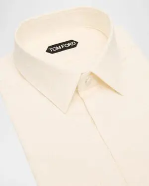 TOM FORD Apos;s Tonal Polka Dot Lyocell Dress Shirt - Chalk
