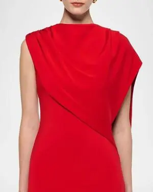 Roland Mouret Asymmetric Draped Cape Jersey Gown