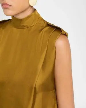 Zimmermann Sleeveless Tuck Satin Top