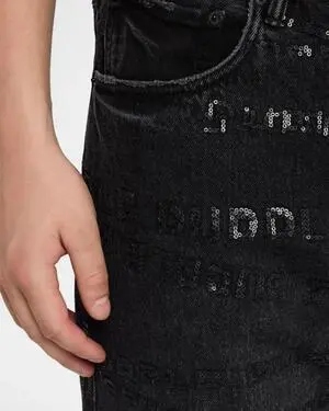 PURPLE BRAND Apos;s P011 Sequins Wordmark Jeans - Black