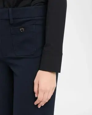 FRAME Petite The Flare Shrunken Pocket Trousers - Navy